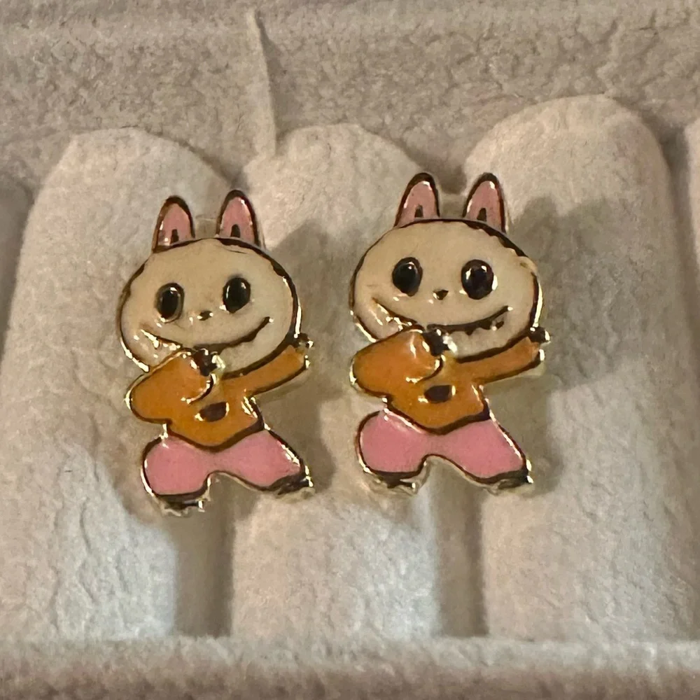 Labubu | Jewelry | 4k Gold Yoga Labubu Monster Theme Enameled Stud ...